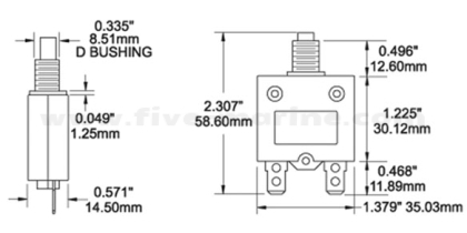 Marine Push-Button Circuit Breaker (Thermal Reset, 3–25A) – Five-Marine